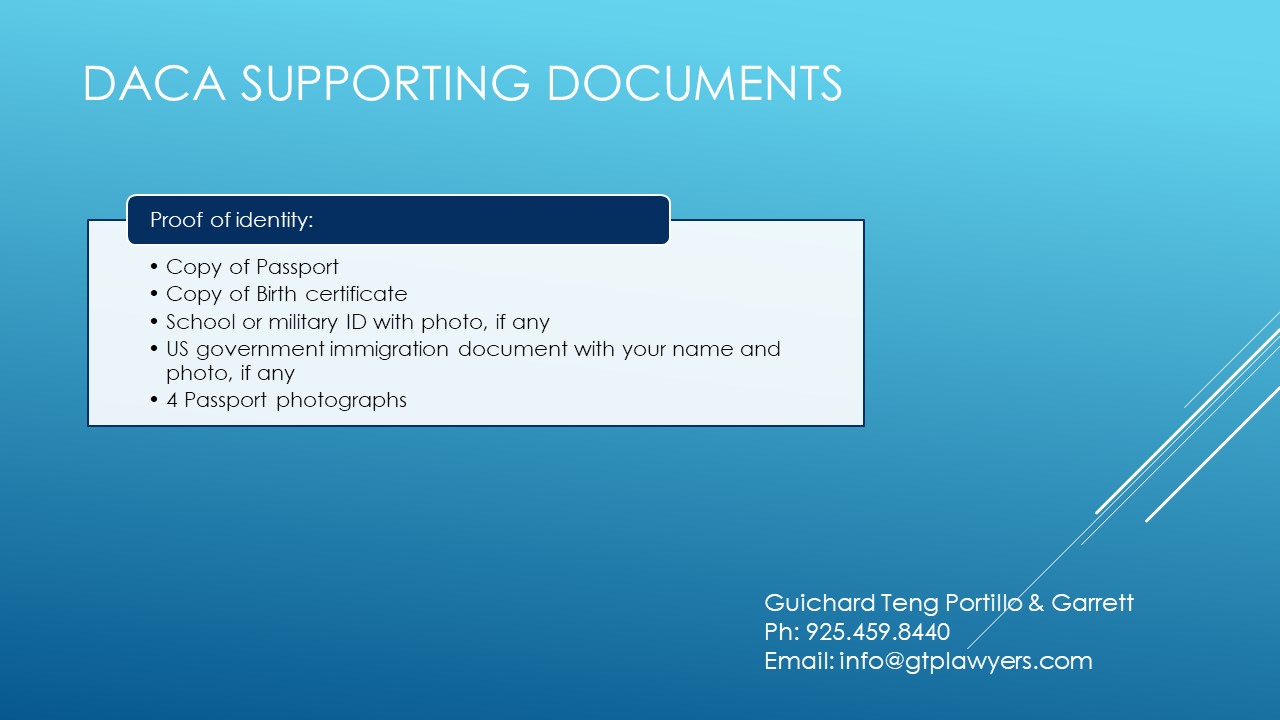 Documents to Support DACA application - Guichard, Teng, & Garrett