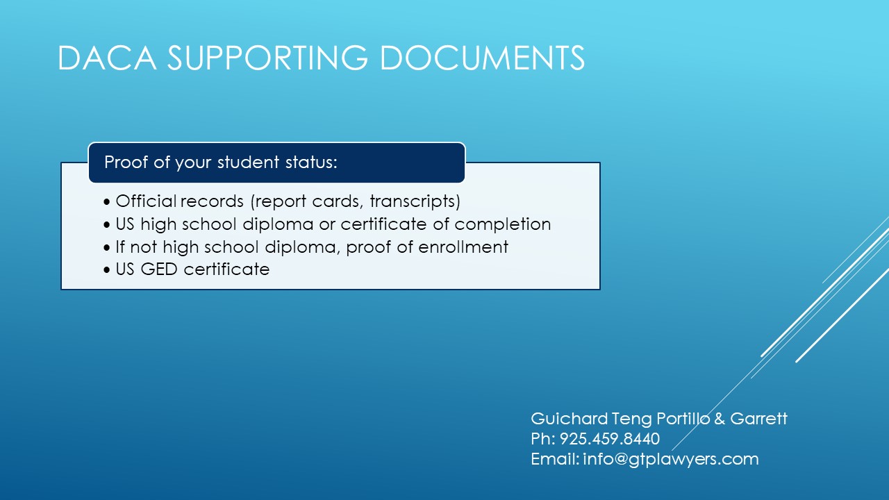 Documents to Support DACA application - Guichard, Teng, & Garrett